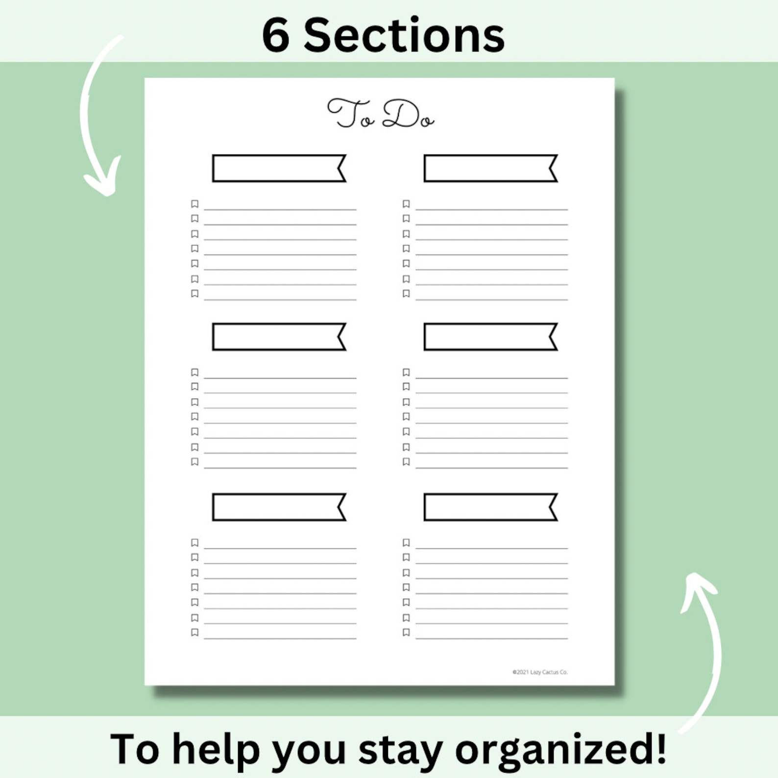 To Do List: 6 Sections | Simple | Instant Download | PDF | US Letter 8. ...