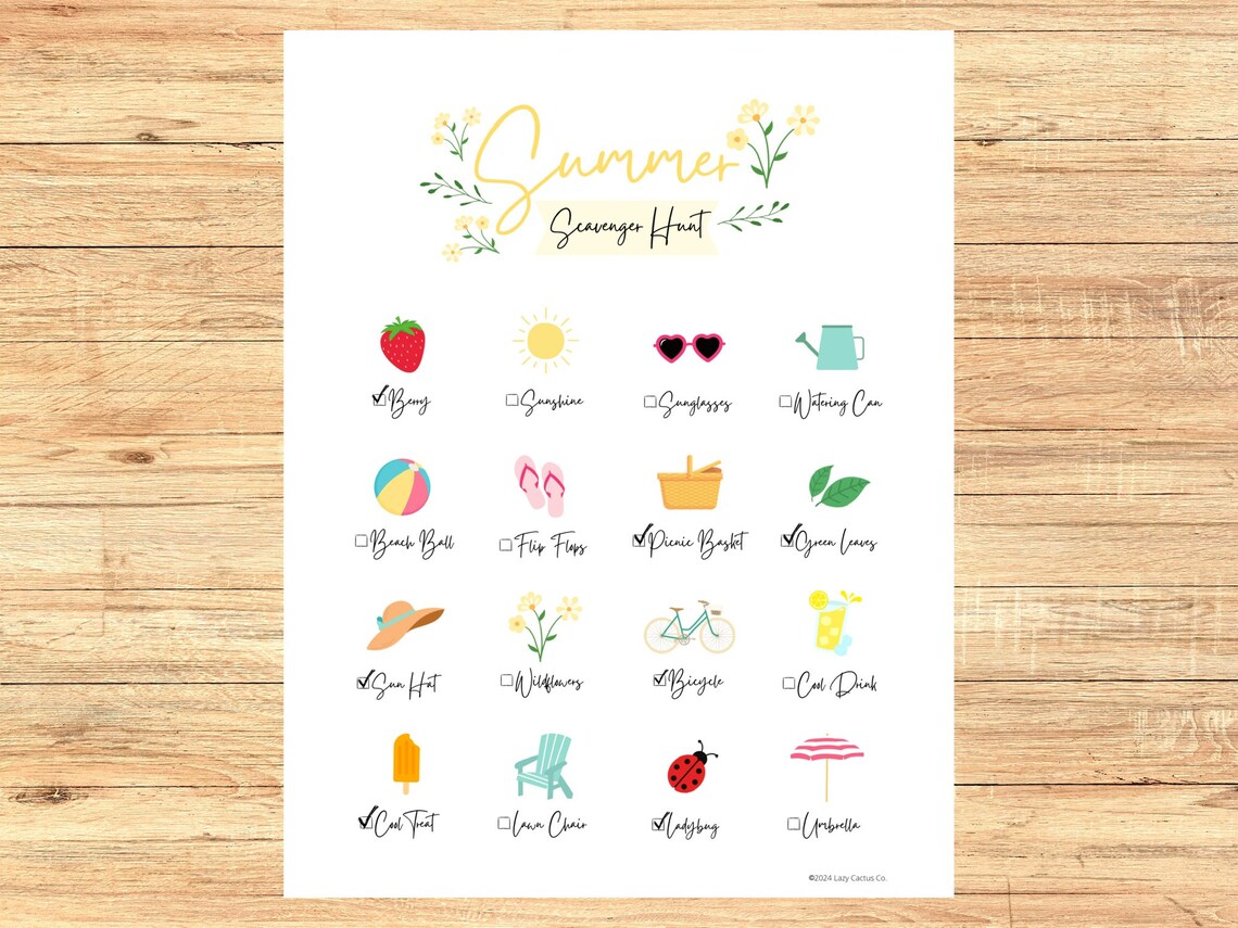 Summer Bucket Lists & Scavenger Hunts | Printable Activity Bundle (PDF ...