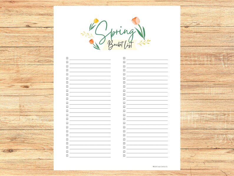 Spring Bucket List Bundle | Printable PDF (US Letter) - Etsy