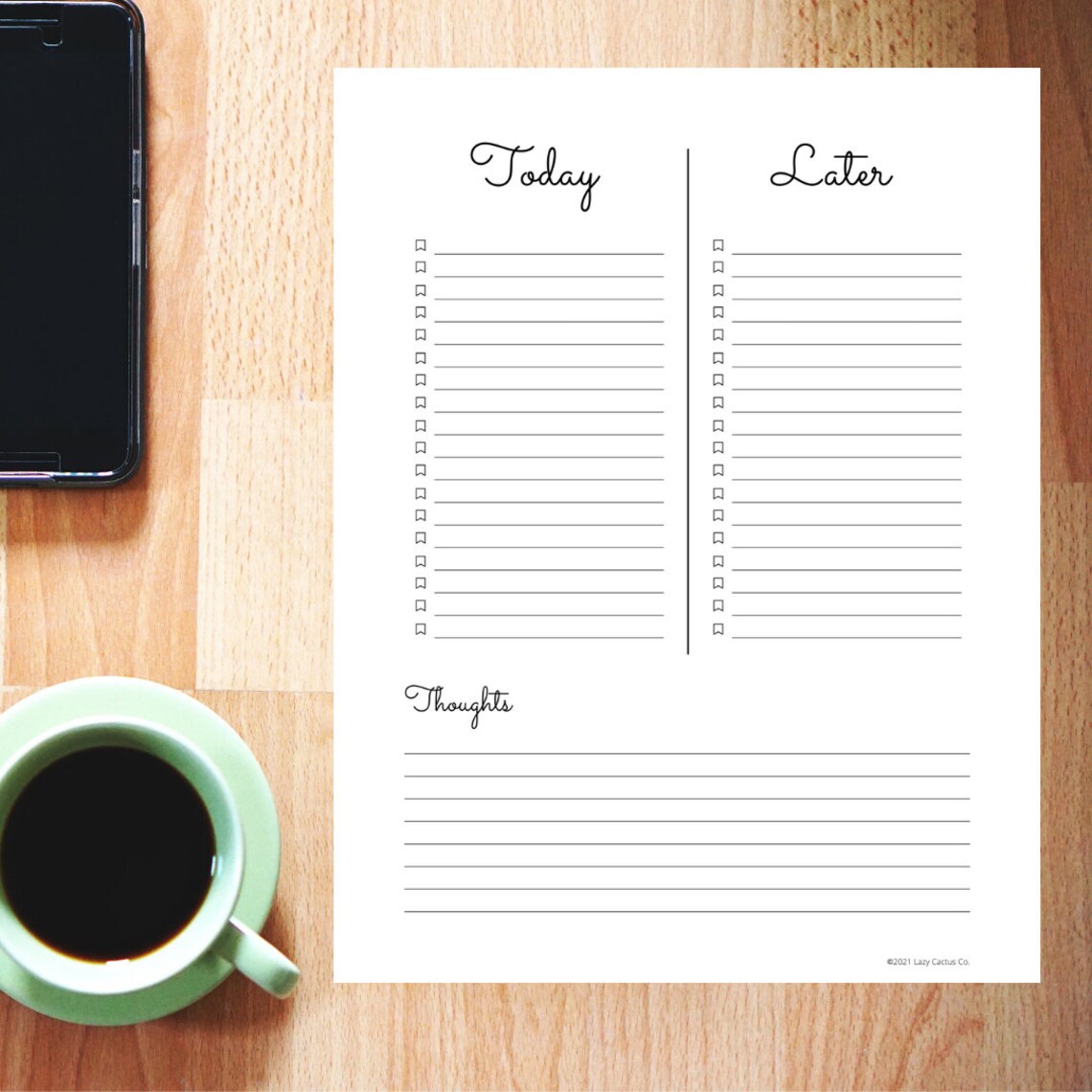 To Do List: Today & Later | Instant Download | PDF | US Letter 8.5” X ...