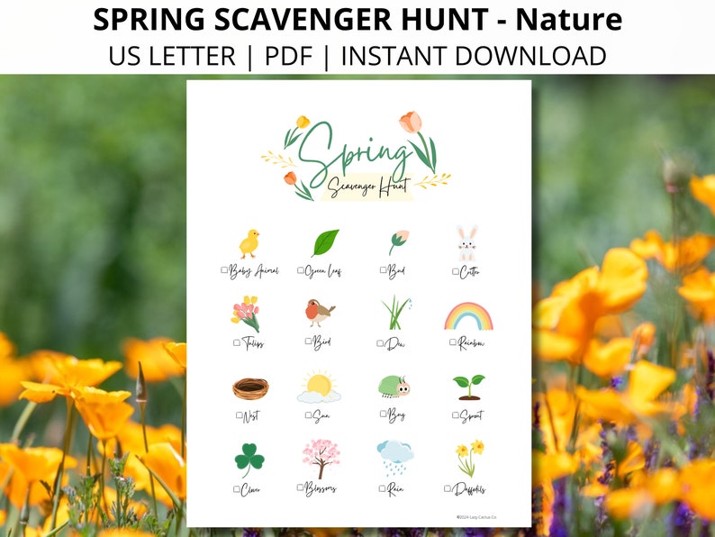 Spring Nature Scavenger Hunt | Printable Kids Activity (PDF) - Etsy