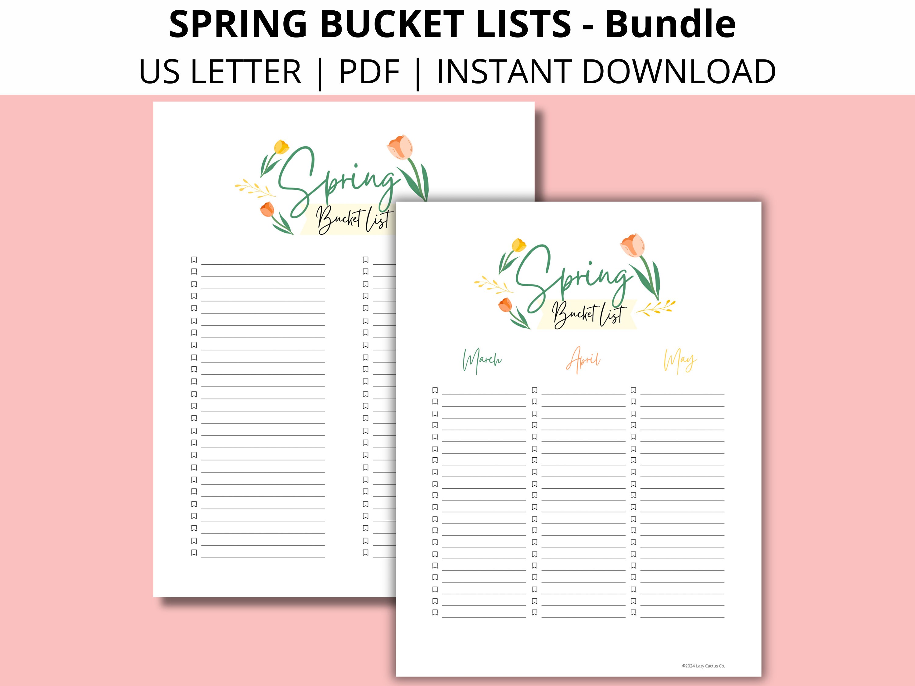 Spring Bucket List Bundle | Printable PDF (US Letter) - Etsy