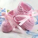 Pink Thread Crochet Lace up Baby Shoes With Pink Fold Over Cuffs and ...