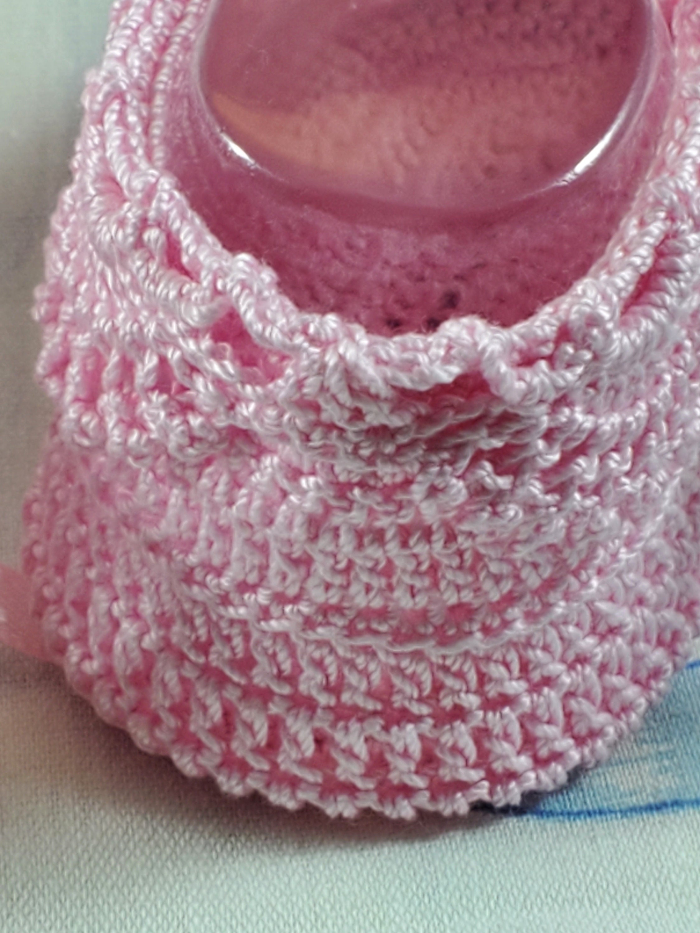 Pink Thread Crochet Lace Up Baby Shoes with Pink Fold Over | Etsy
