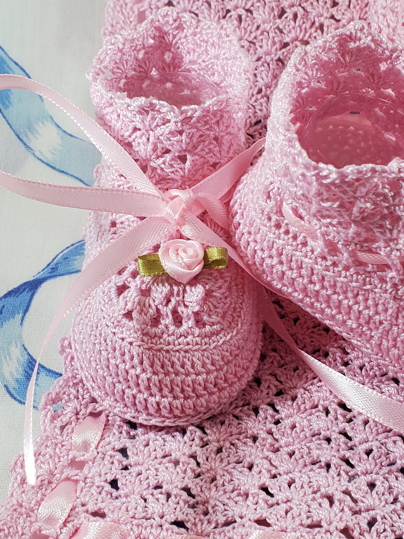 Classic Bonnet Booties & Bib Set Baby Girl 0-3 Months Pink Cotton ...
