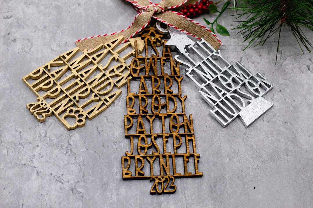 Family Tree Christmas Ornament Wood Personalized Ornament - Etsy