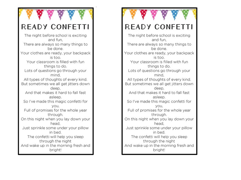 Back to School Ready Confetti PDF File - Etsy