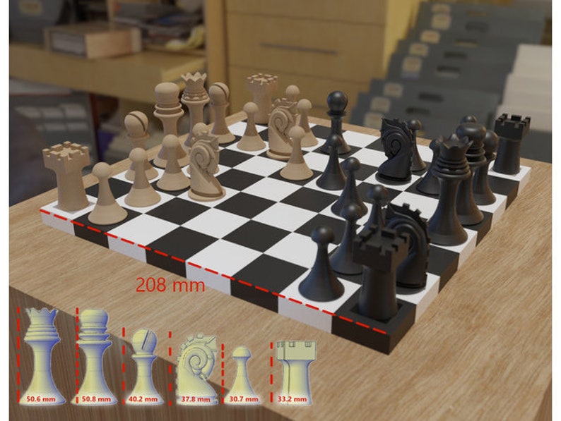 Chess Set 3d Printable Stl Files | Etsy