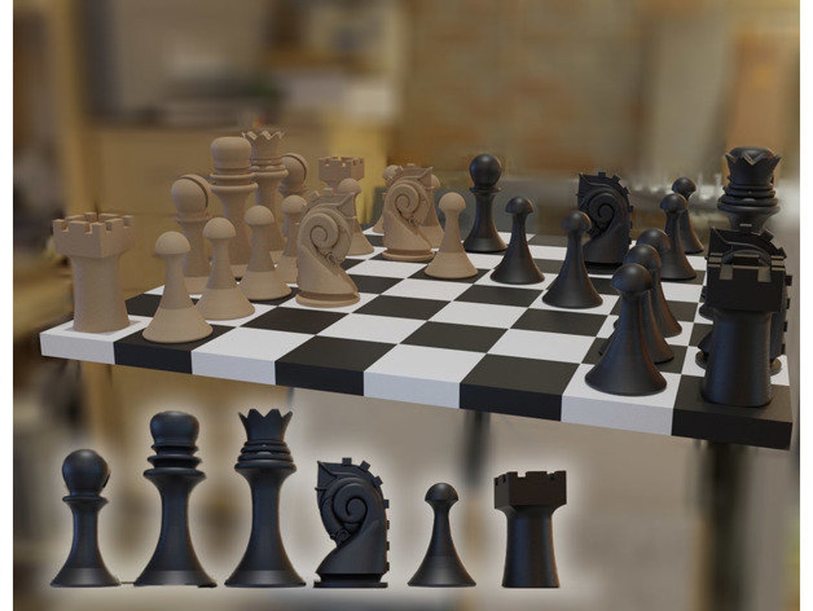 Chess set 3d printable stl files | Etsy