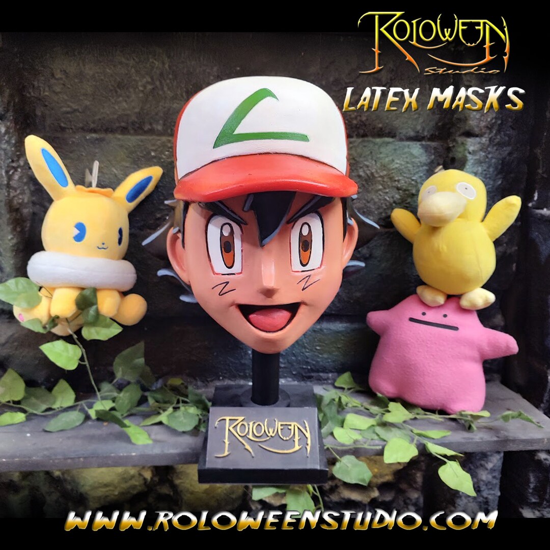 Ash Ketchum pokemon Latex Mask/ Pikachu/ Custome Mask/ Halloween ...