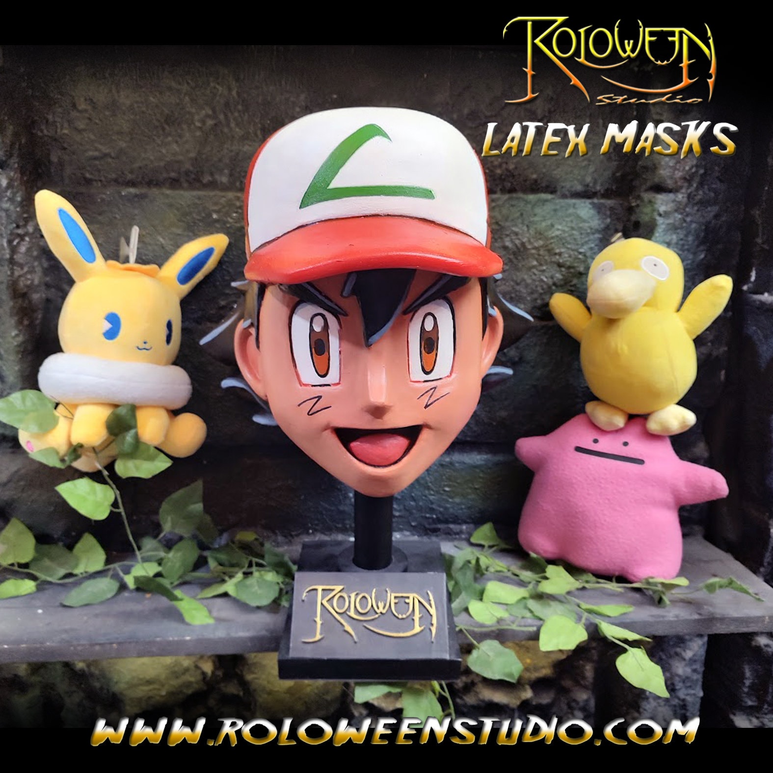Ash Ketchum Pokémon Latex Mask - Ultra Realistic Anime Cosplay Helmet ...