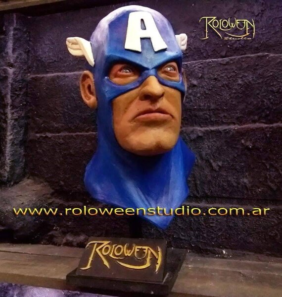 Capitan America Latex Mask Captain America Deluxe Superheroe | Etsy
