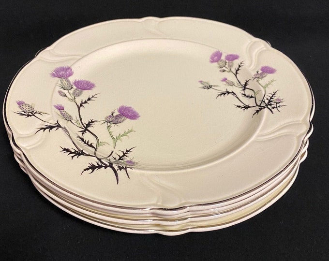 Taylor Smith Taylor Thistle Laurel Luncheon Plates Set of 4 Platinum ...