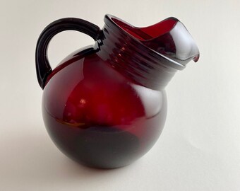 Red Glass Pitcher - Etsy