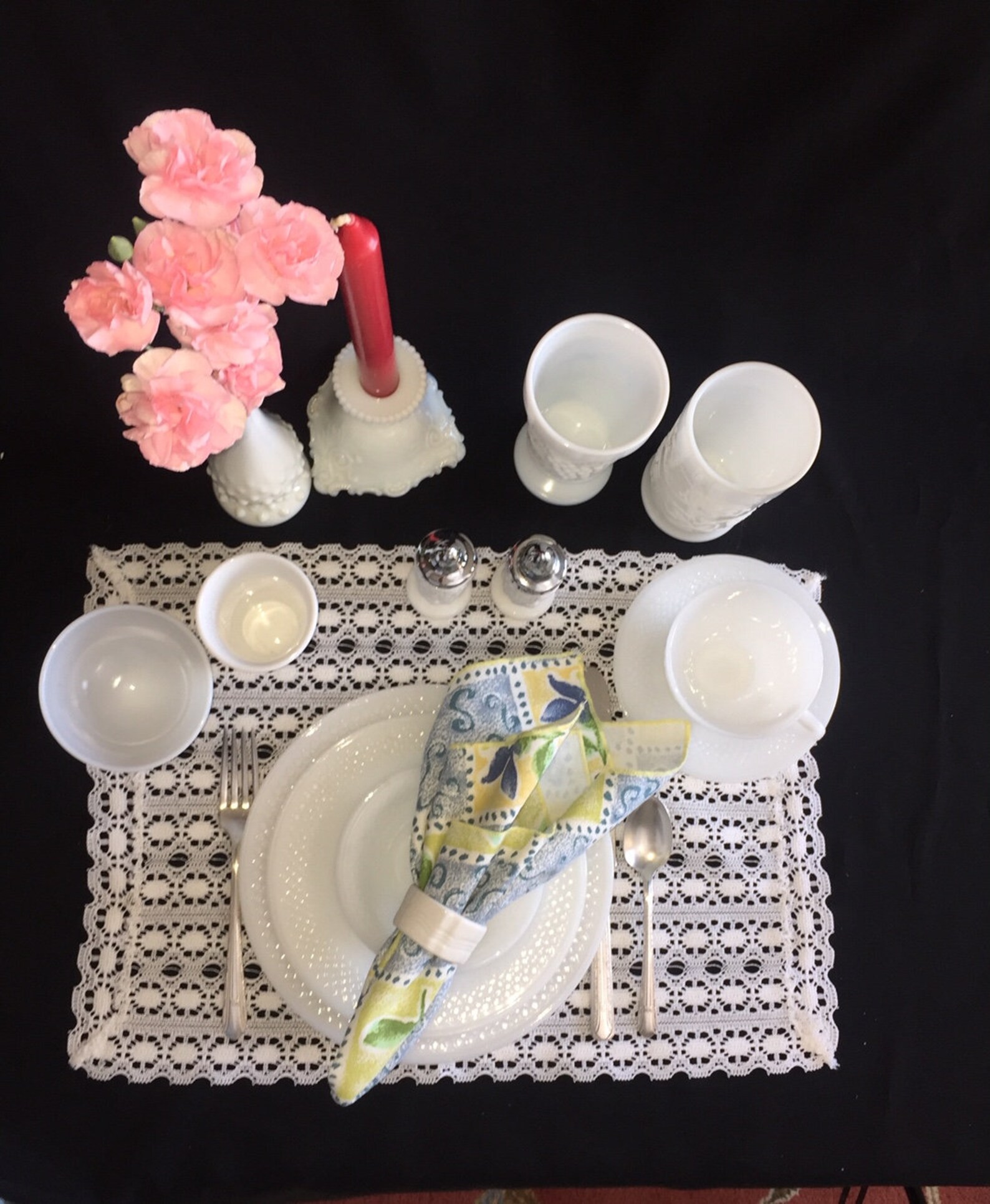 Rare and Unique 19 Piece Set White Milk Glass Dinnerware Set | Etsy