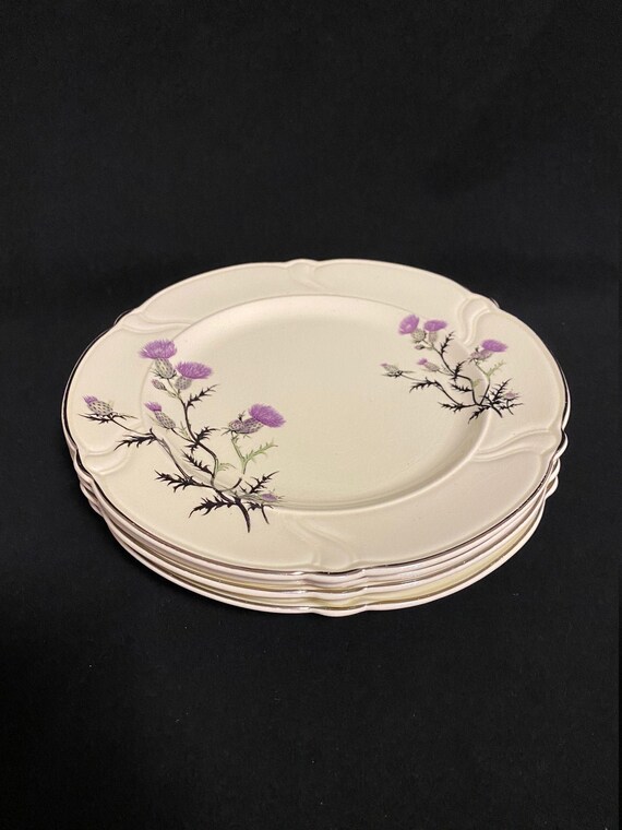 Taylor Smith Taylor Thistle Laurel Luncheon Plates Set of 4 | Etsy
