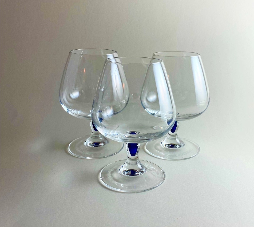 Courvoisier Set of 3 Cognac Brandy Snifter Crystal Cobalt Blue - Etsy