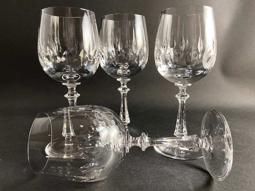 Gorham Tivoli Cut Crystal Wine Glasses Set of 4 Fine German Stemware ...