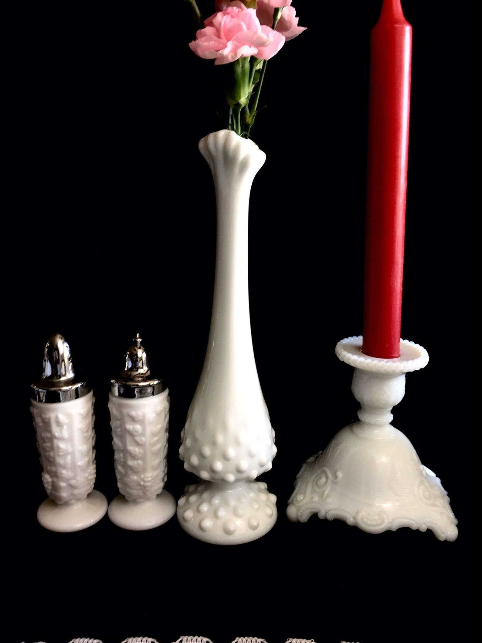 Rare and Unique 19 Piece Set White Milk Glass Dinnerware Set | Etsy