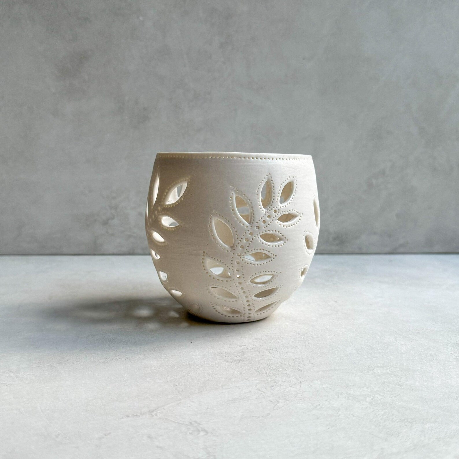 Hand Carved Porcelain Luminary: Pierced Ceramic Candle Holder - Etsy