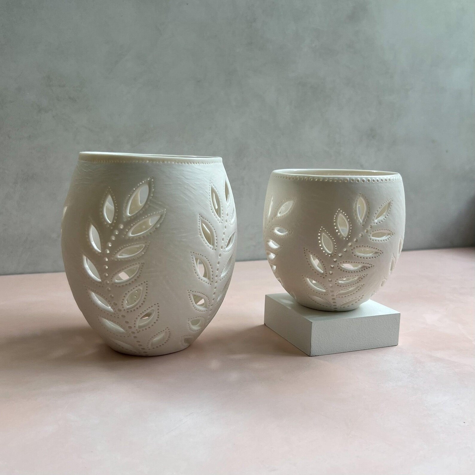 Hand Carved Porcelain Luminary: Pierced Ceramic Candle Holder - Etsy