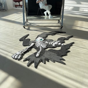 Skeleton Tufted Rug,3d Skull Rug, Handmade Tufted Custom Rug, Living ...