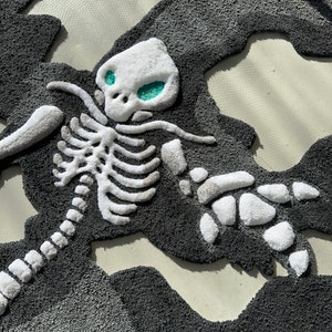 Skeleton Tufted Rug,3d Skull Rug, Handmade Tufted Custom Rug, Living ...