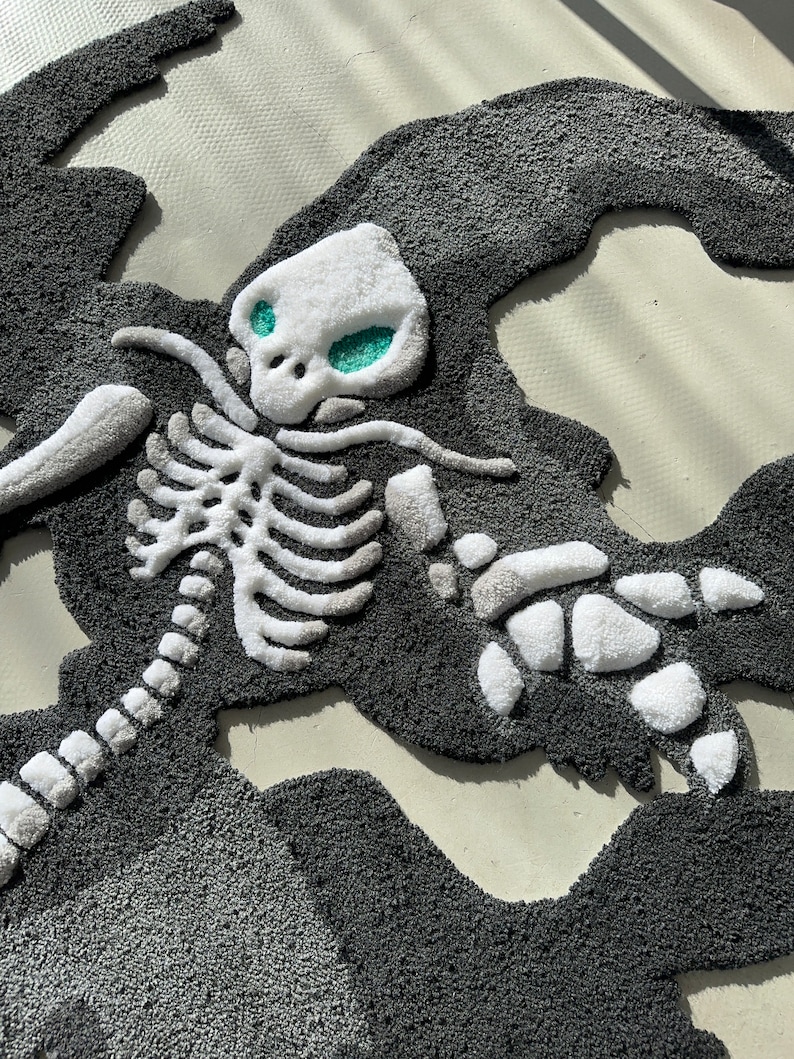 Skeleton Tufted Rug,3d Skull Rug, Handmade Tufted Custom Rug, Living ...
