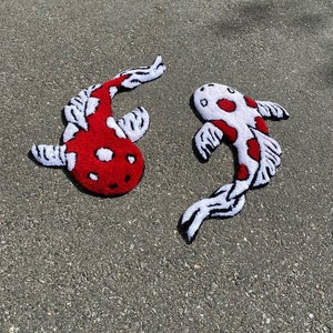 Any Color and Size Variations 2 Kohaku Fishes Handmade Tufted - Etsy