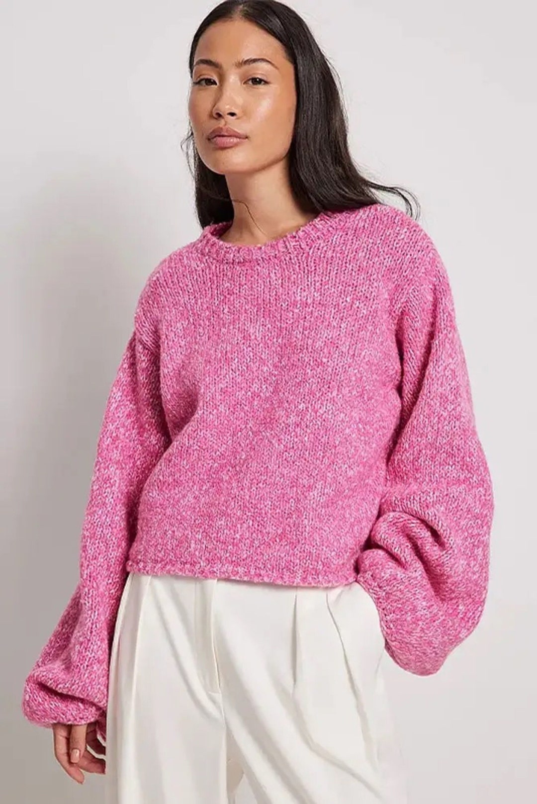 Crochet Sweater Back Cut Out Sweater Pullover Cozy Sweater - Etsy