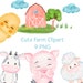 Watercolor Farm Animals Clipart, Cute Farm Png, Watercolor Digital ...