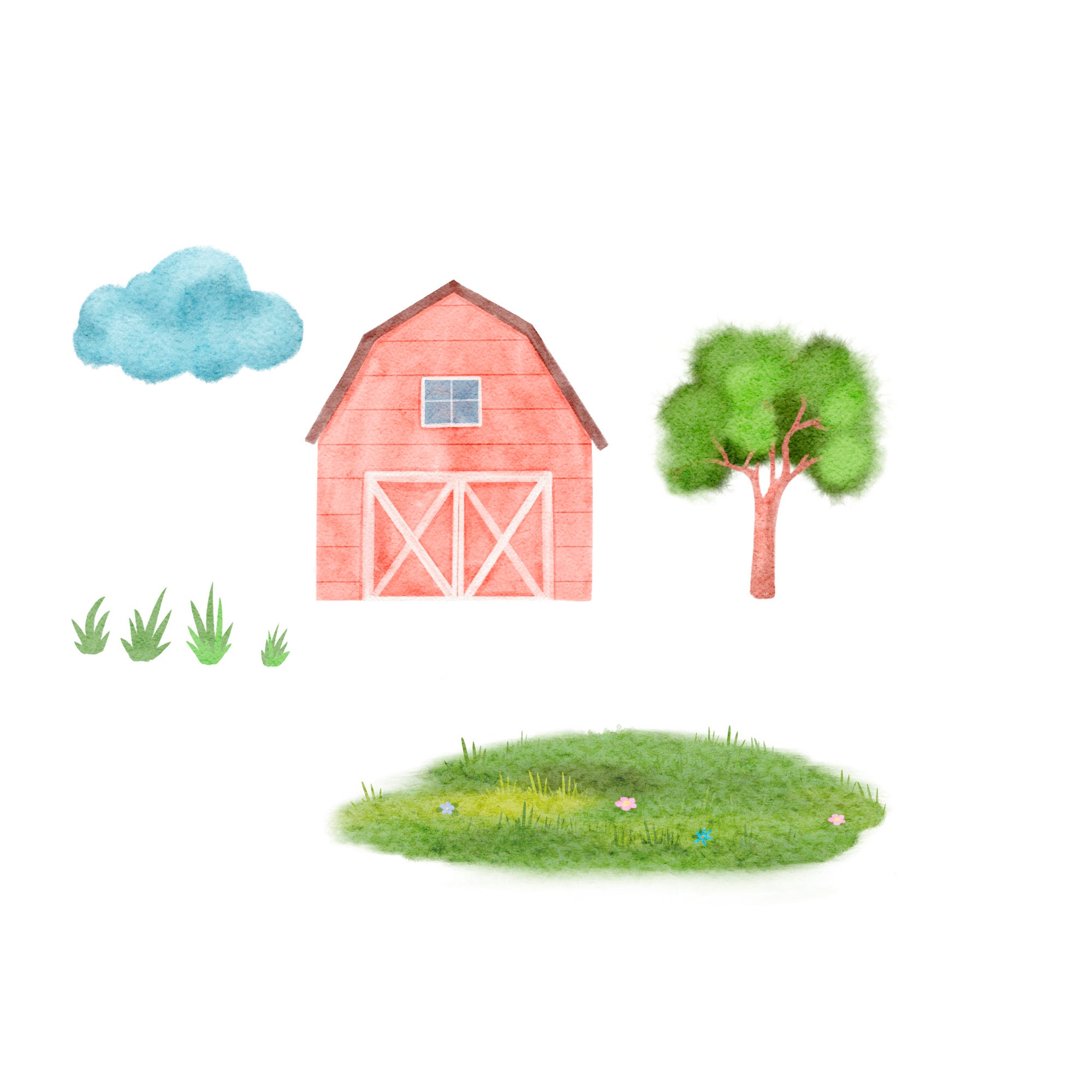 Watercolor Farm Animals Clipart, Cute Farm Png, Watercolor Digital ...