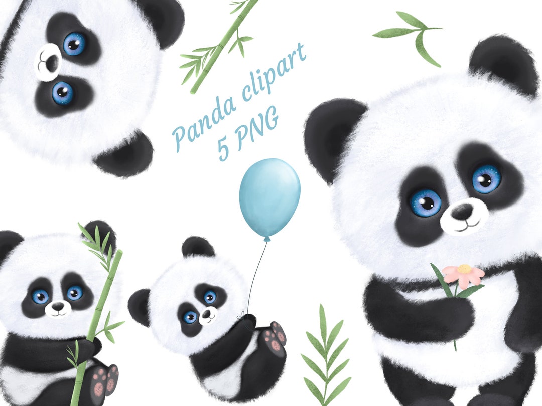 Watercolor Panda Clipart, Cute Panda Clipart, Baby Shower Clipart PNG ...