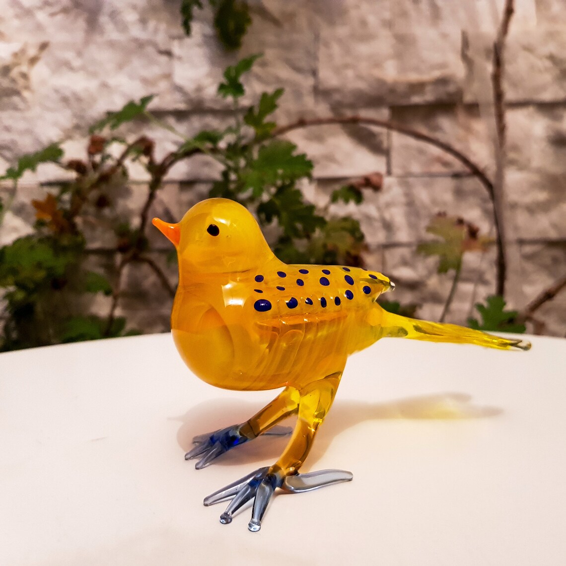 Glass Yellow Bird Figurine Collectible Glass Bird Miniature - Etsy