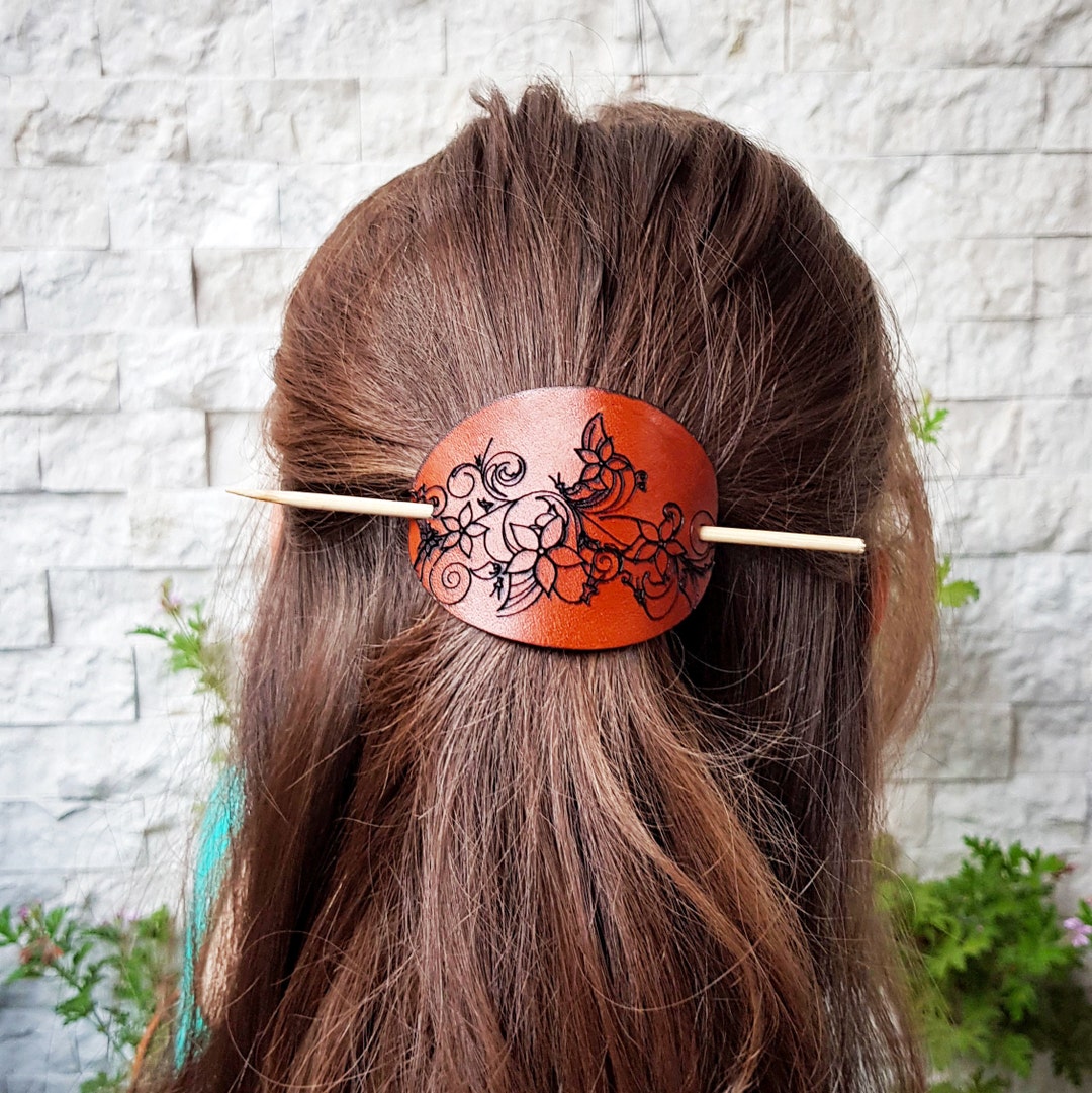 Handmade Leather Hair Pin, Custom Hair Stick, Morhers Day Gift - Etsy