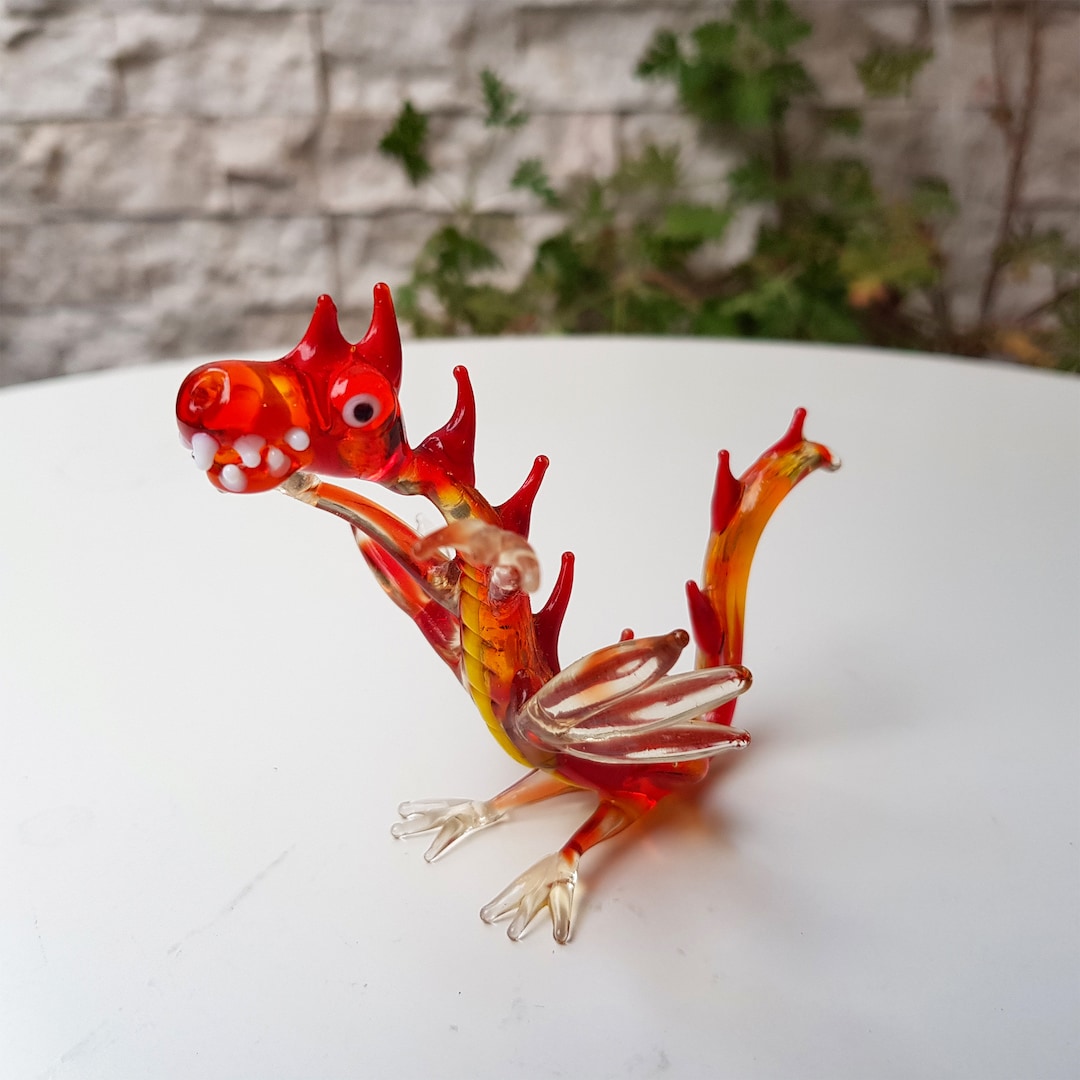 Murano Glass Red Dragon Figurine, Murano Glass Figurine, Glass Animal ...