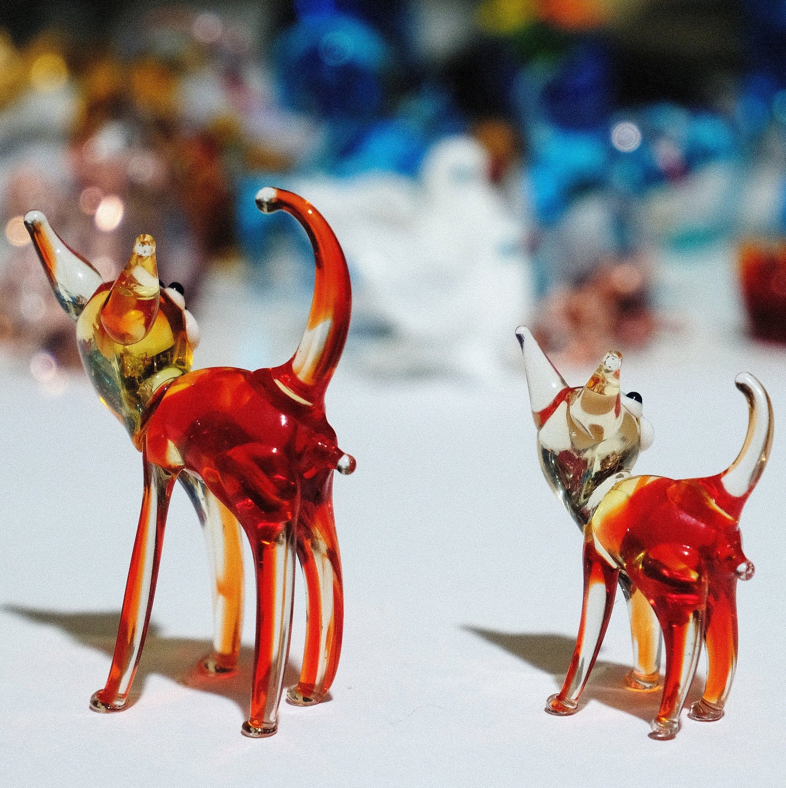 Murano Glass Red Cat Figures, Glass Cat Sculpture, Murano Glass ...