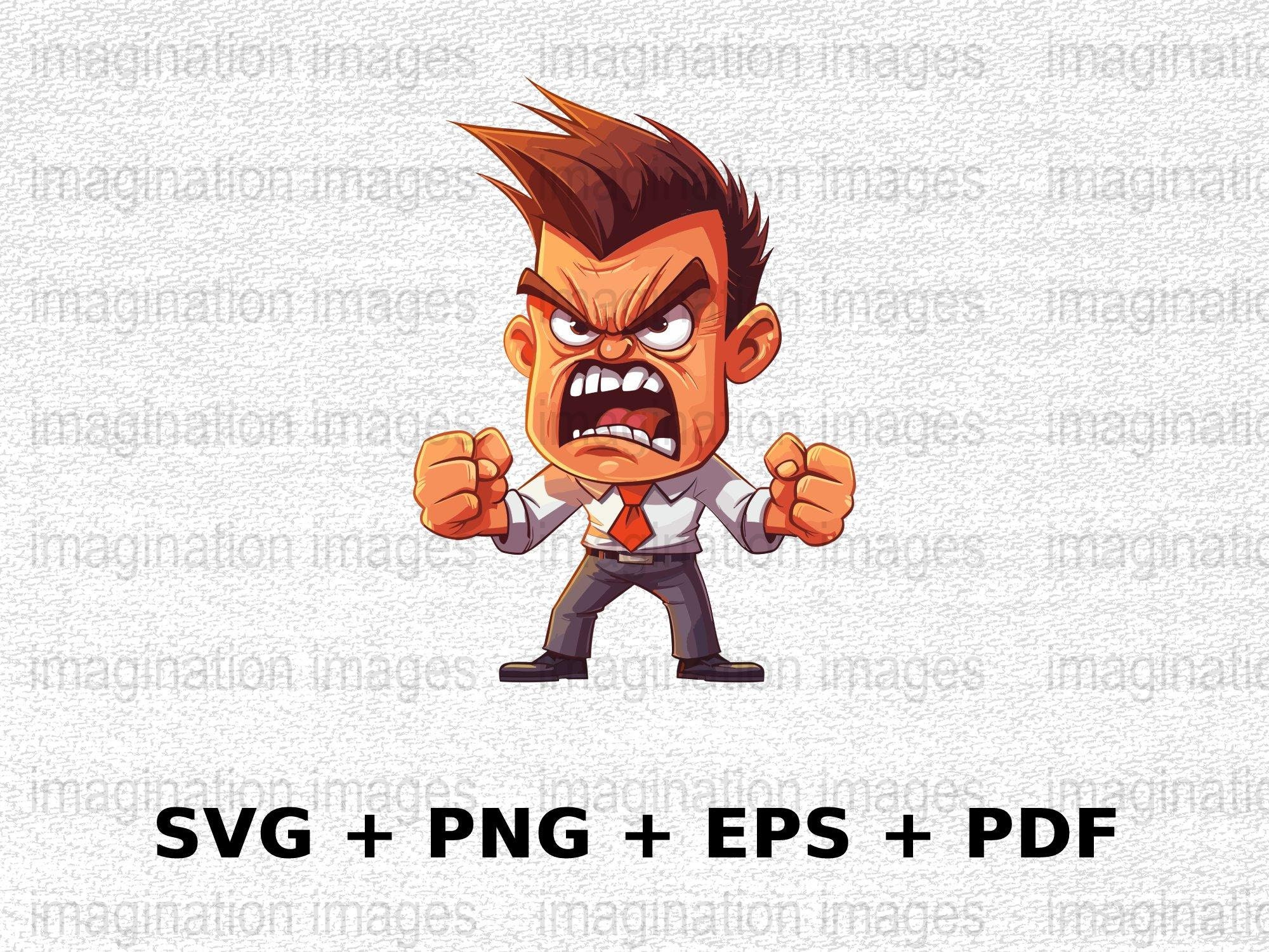 Angry Man Image Png Svg Pdf Eps Commercial Use Vector - Etsy