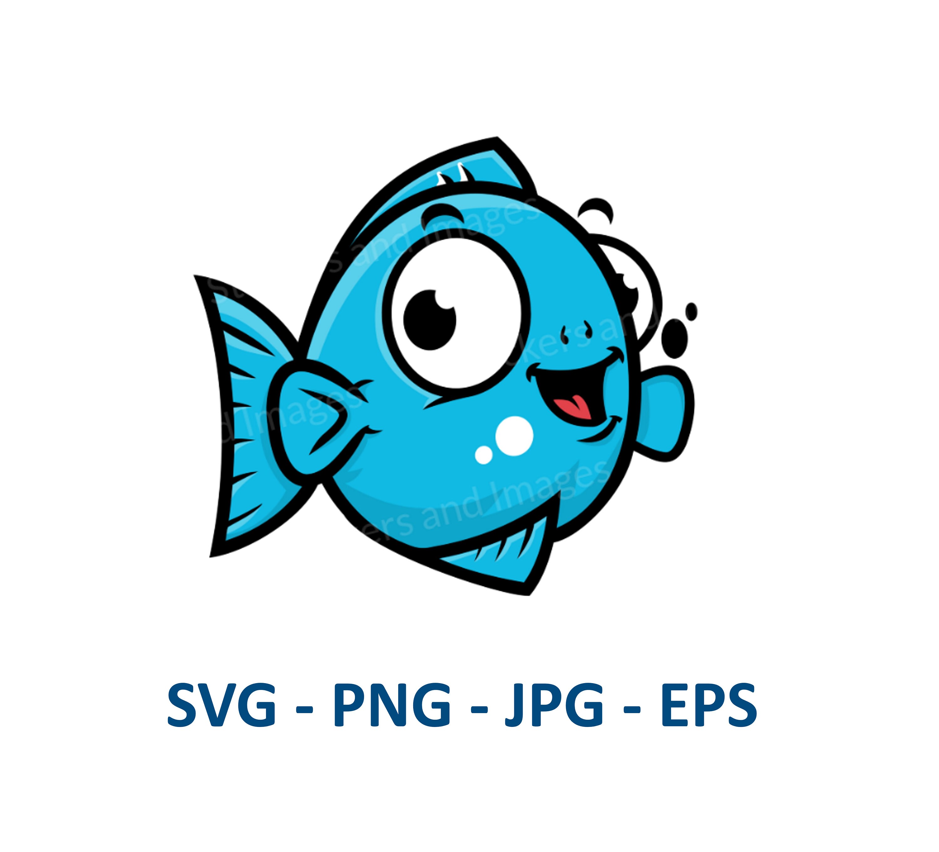 Blue Cartoon Fish Instant Download Digital File SVG - Etsy