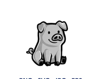 Pig Sitting Svg - Etsy