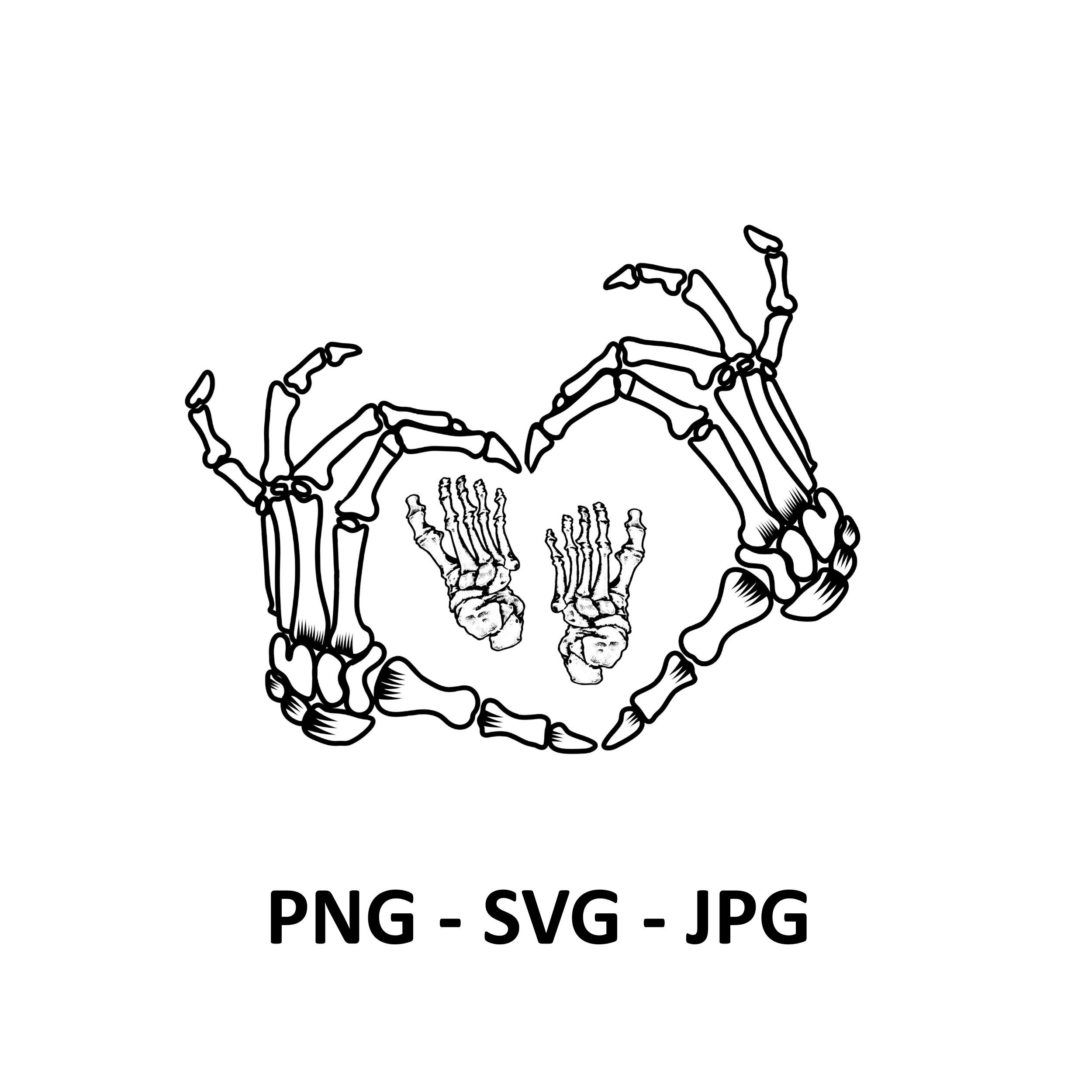 Skeleton Hand Heart With Baby Feet | Instant Download | Digital File ...