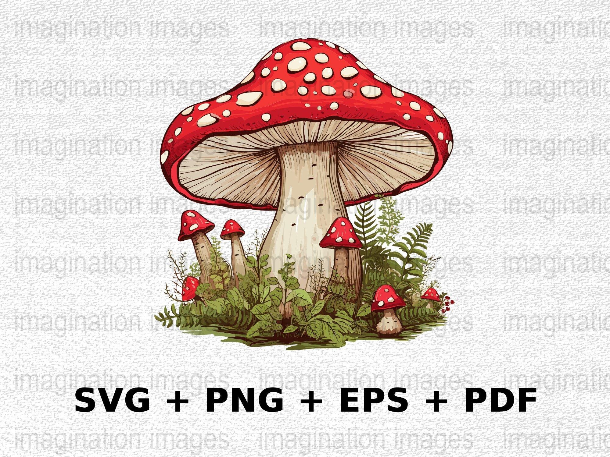 Botanical Toadstool Image Png Svg Pdf Eps Commercial Use - Etsy