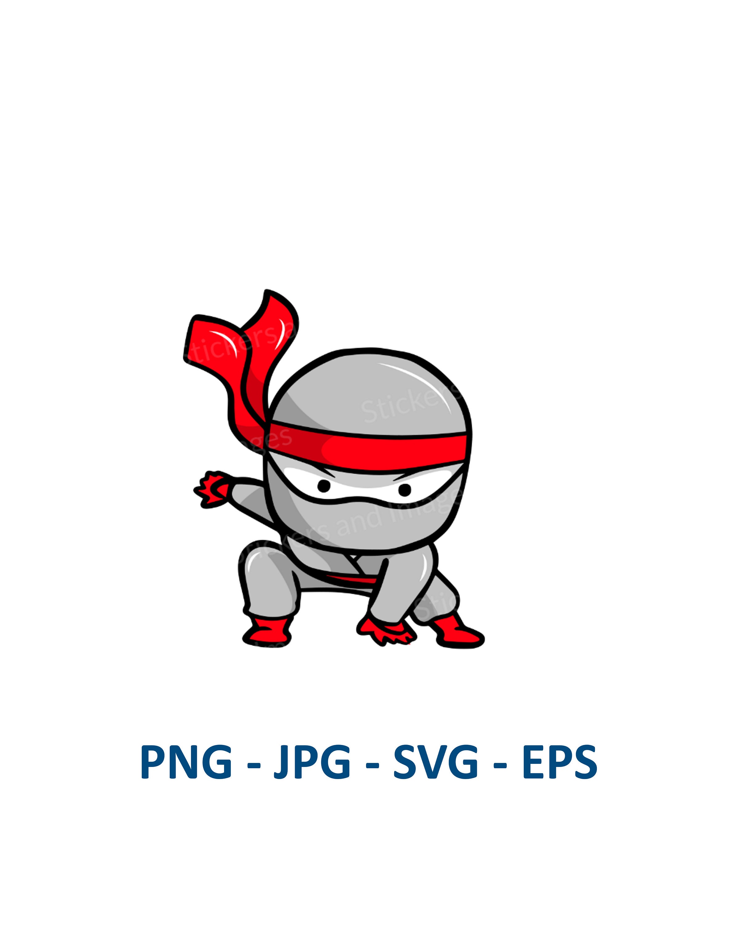 Ninja Warrior Crouching Cartoon | Instant Download | Digital File | SVG ...