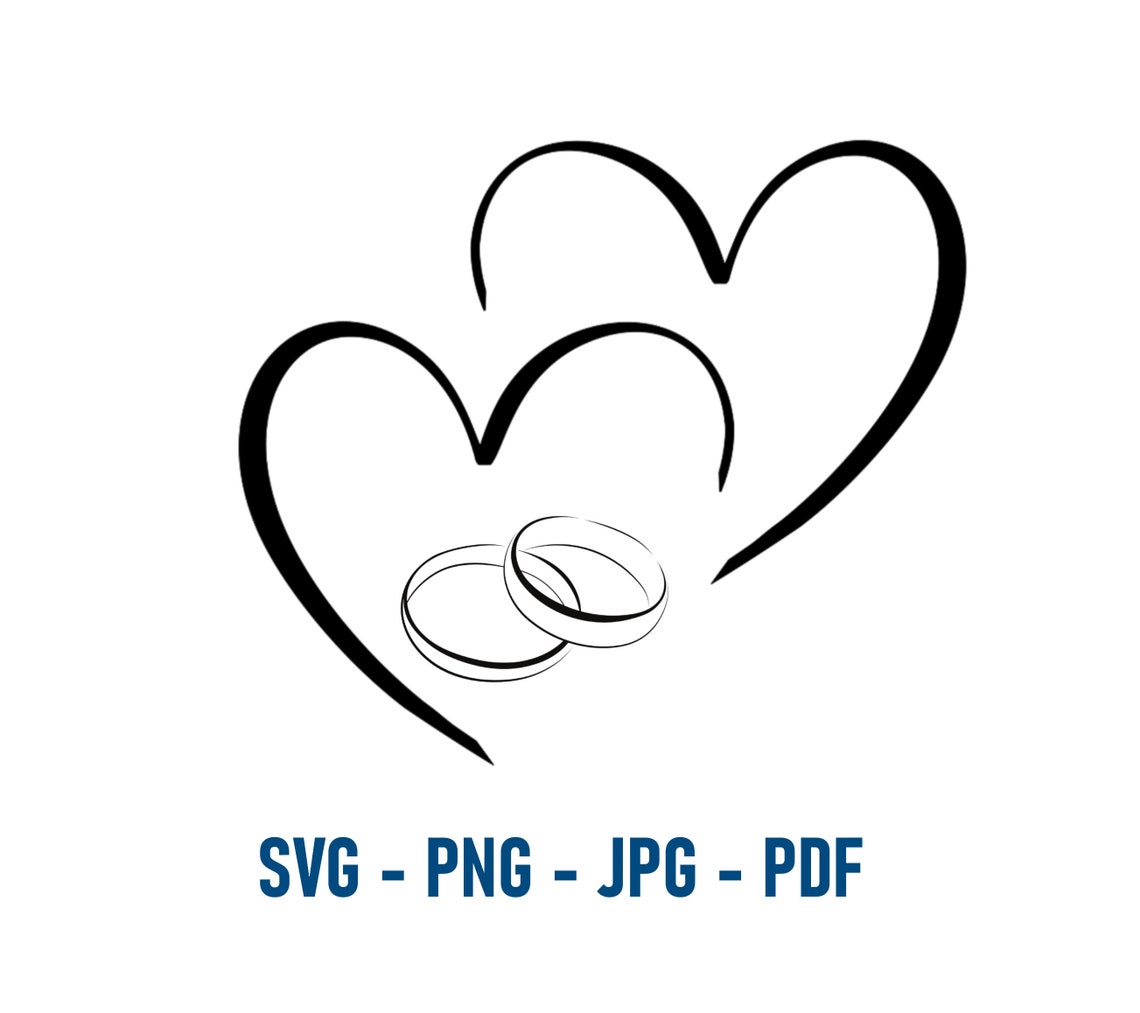 Two Hearts in Heart With Rings | Instant Download | Digital File | SVG ...