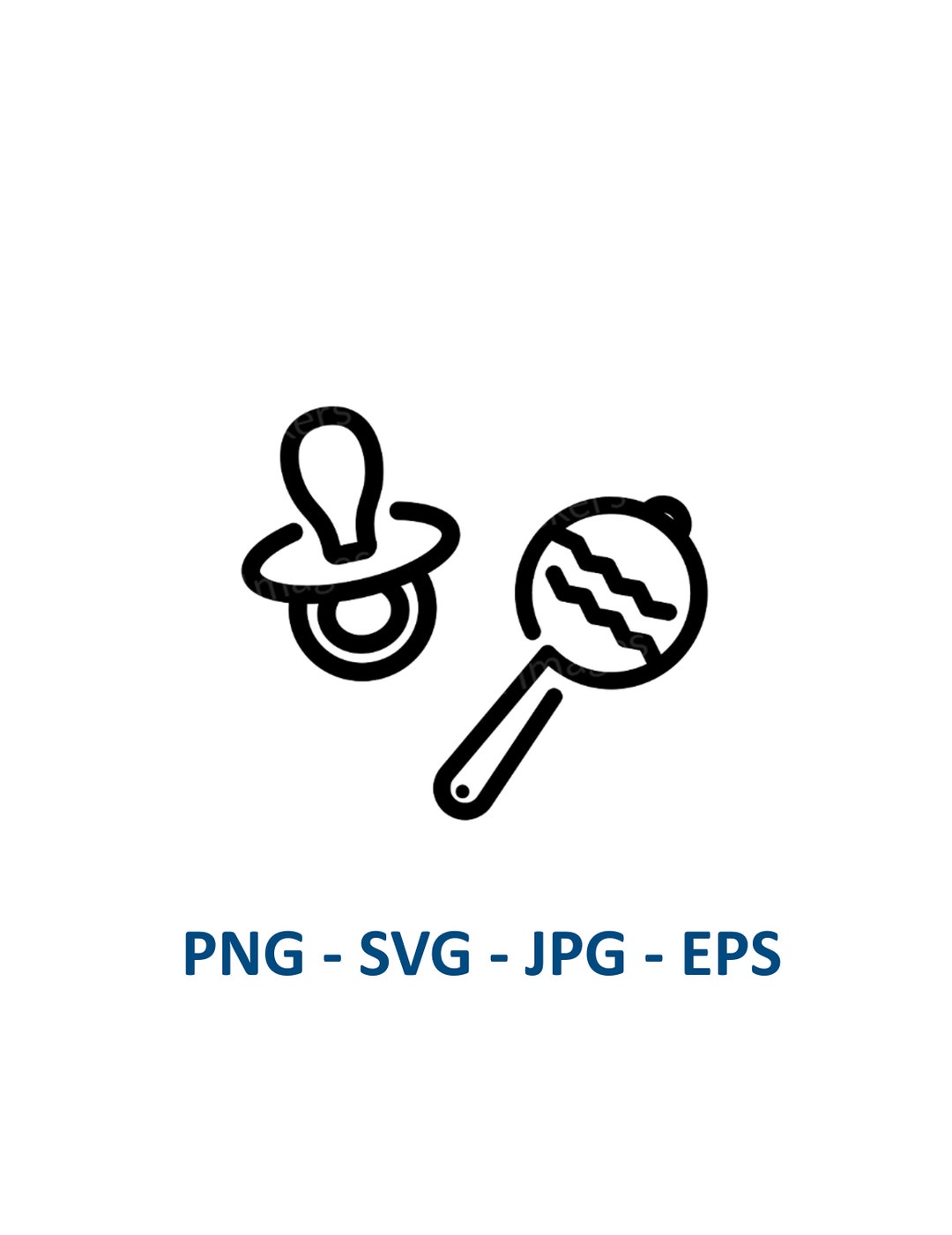 Baby Rattle and Soother Clipart | SVG PNG JPEG (digital Download) - Etsy