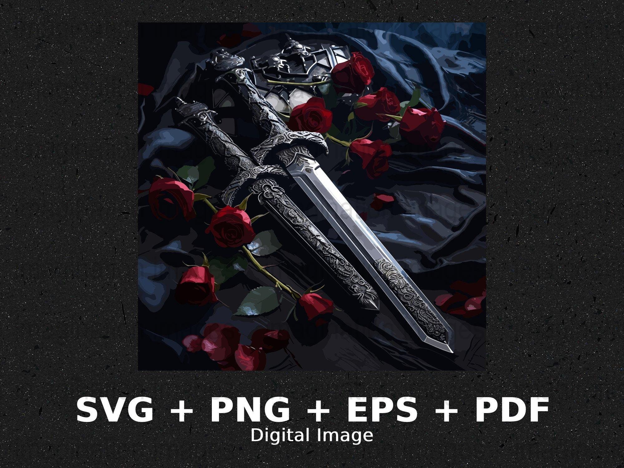 Two Vector Sword Roses Image Commercial Use Vector - Etsy