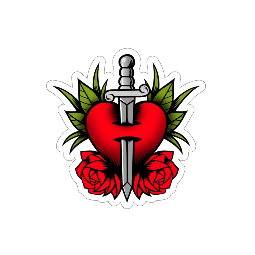 Dagger Through Heart With Red Roses Original S & I Die-cut - Etsy