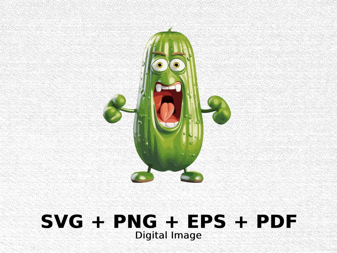 Angry Pickle Cartoon Image | Commercial Vector Graphics for T-shirts ...