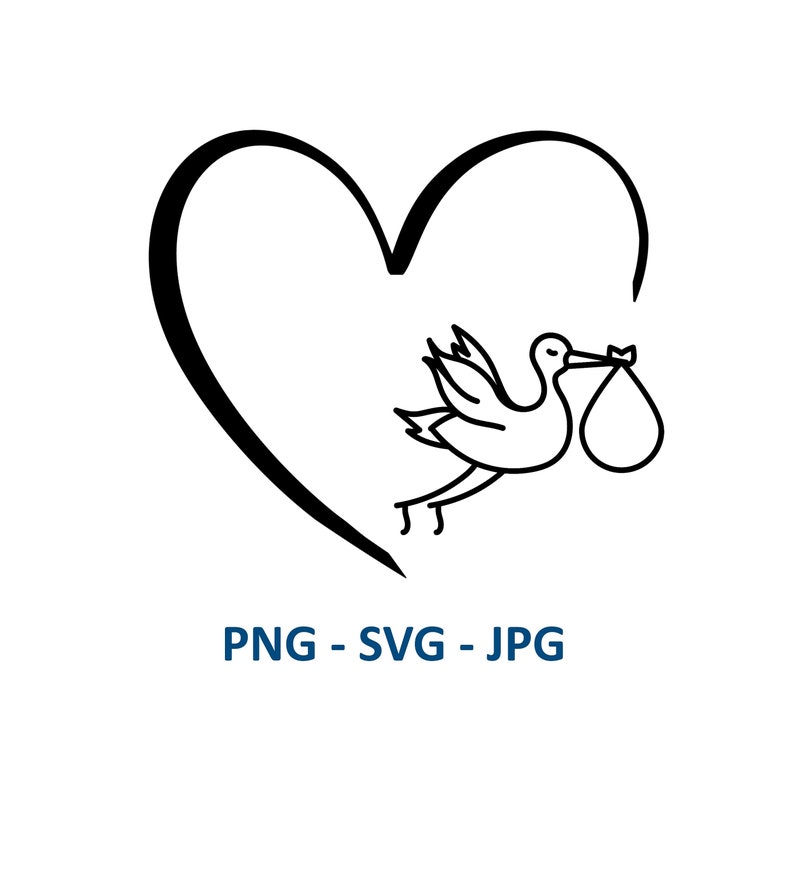 Heart Variation Stork With Surprise Package | Instant Download ...