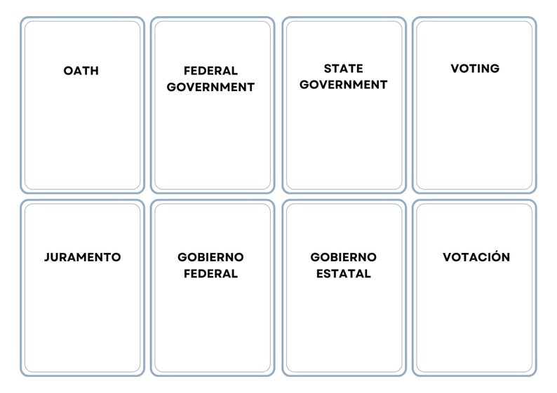 Tarjetas Imprimibles De Vocabulario Para Examen De Ciudadanía - Etsy